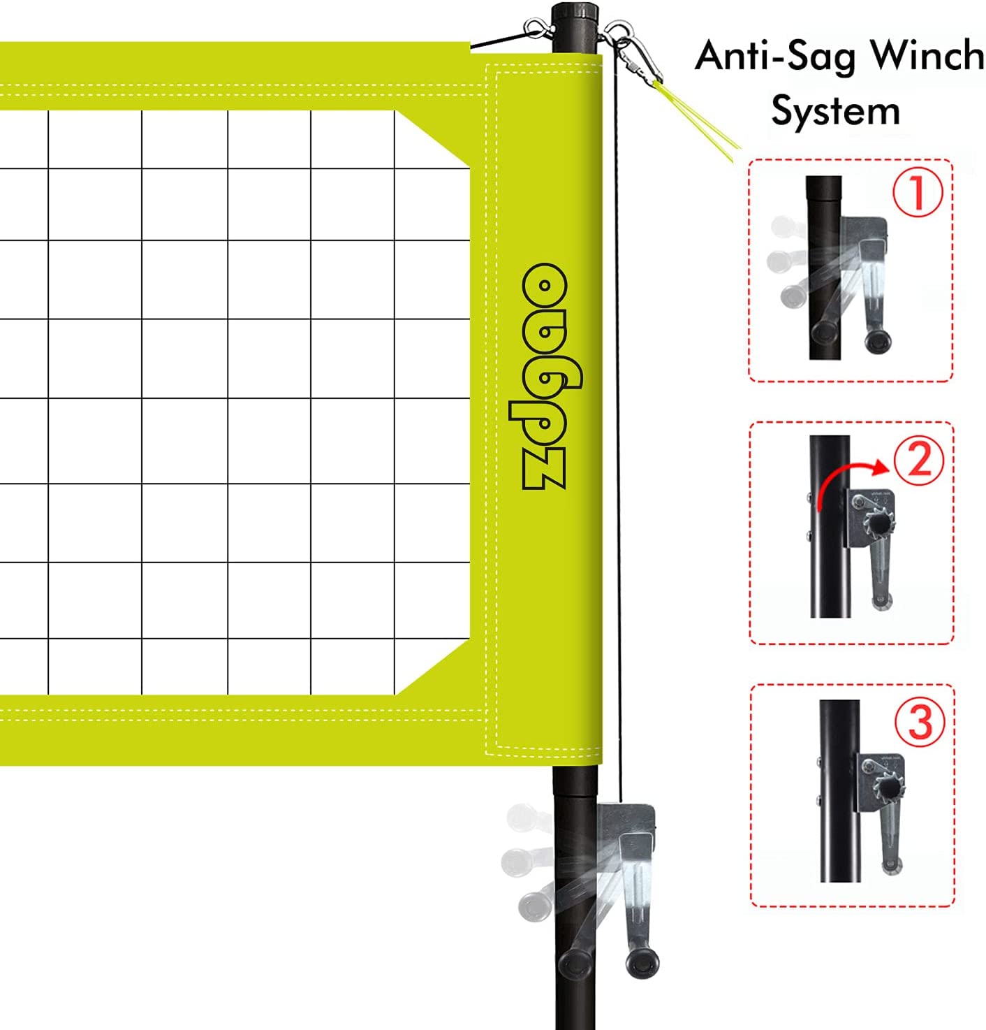 Professional Volleyball Net with Height Adjustable Aluminum Poles and ...